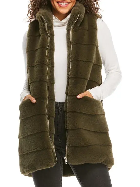 Fabulous Furs Faux Fur Vest - Olive