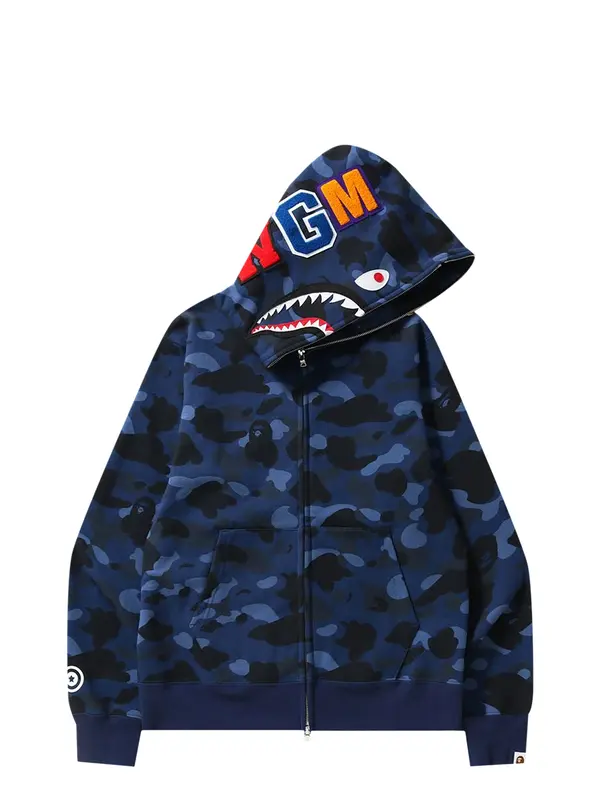 BAPE Color Camo Shark Full Zip Hoodie - Blue