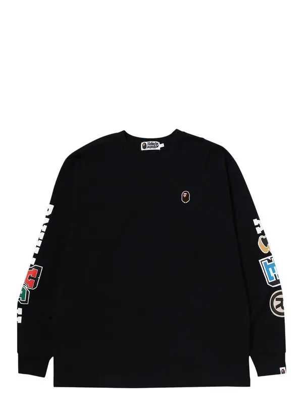 A BATHING APE Multi Fonts Relaxed Fit Heavy Weight Long-sleeve Tee - Black
