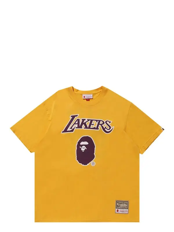 A BATHING APE X Mitchell & Ness Lakers Tee - Yellow