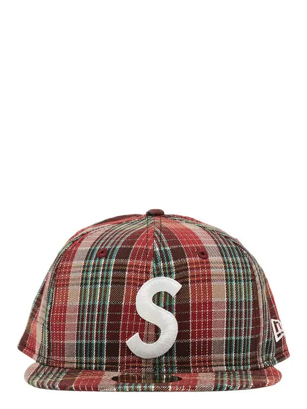 Supreme Metallic Plaid S Logo New Era - Red