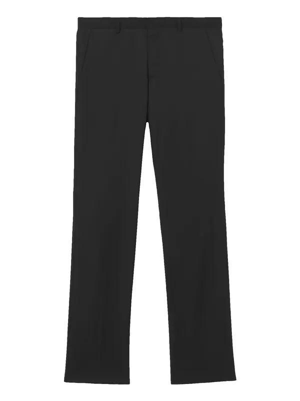 Burberry Grain De Poudre Wool Tailored Trousers - Black