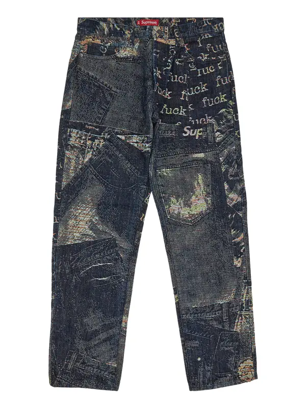 Supreme Archive Denim Jacquard Regular Jean - Blue