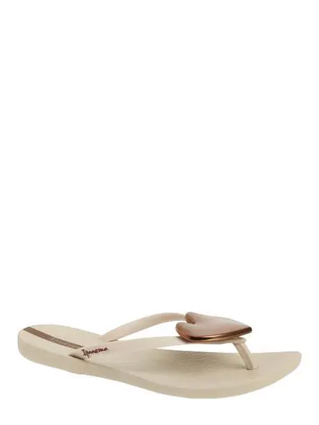 Ipanema Wave Heart Flip Flop - Beige/bron