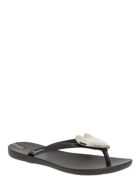 Ipanema Wave Heart Flip Flop - Black