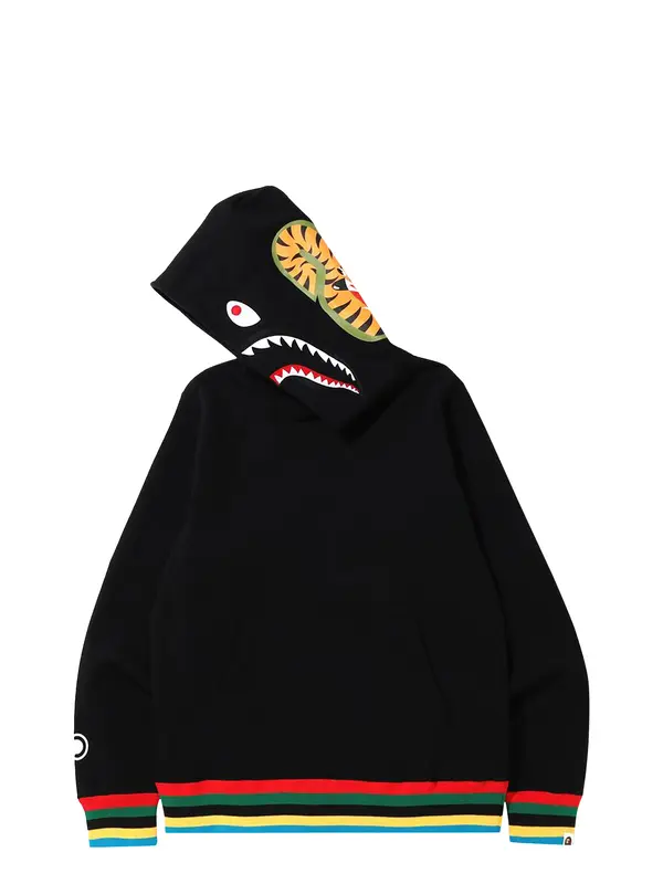 BAPE Shark Line Rib Pullover Hoodie - Black
