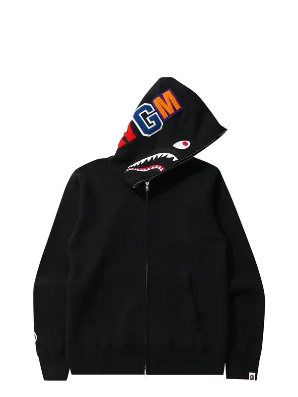 A BATHING APE Shark Full Zip Hooded Sweatshirt - Black