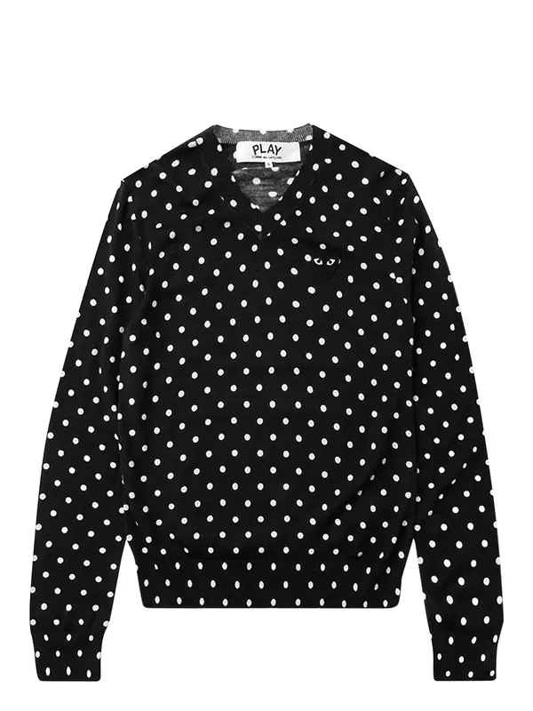 Play Comme Des Garcon V-neck Sweater - Black