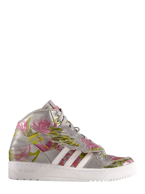 Adidas Js Wings 3m Floral High-top Sneakers - Silver