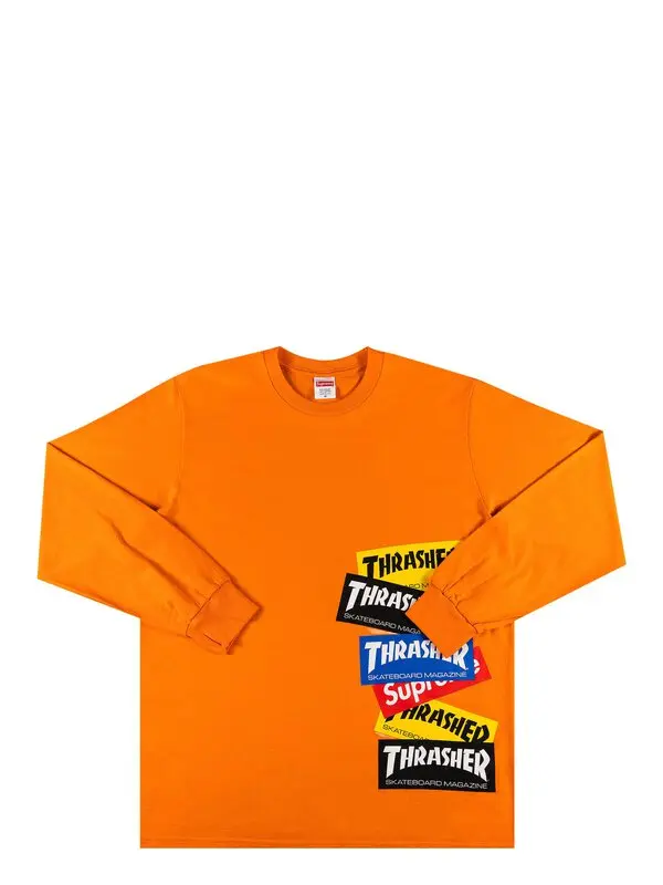 Supreme X Thrasher Multi Logo Long-sleeve Tee - Orange
