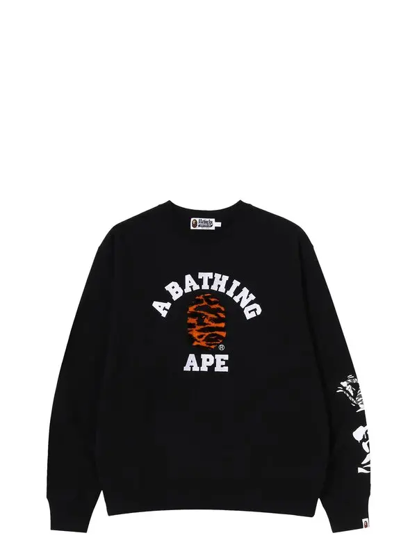A BATHING APE Tiger Camo College Relaxed Fit Crewneck - Black