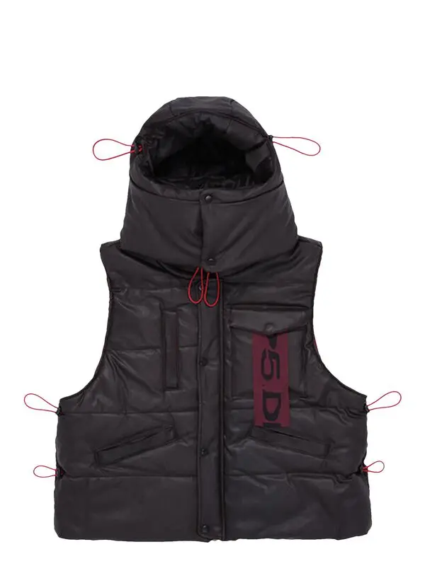 SP5DER Hooded Puffer Vest - Brown