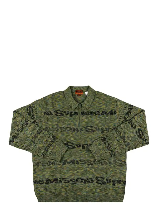 Supreme X Missoni Zip Long-sleeve Polo 'lime - Green