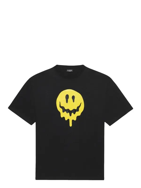 Balenciaga Large Fit Smiley T-shirt /yellow/white - Black