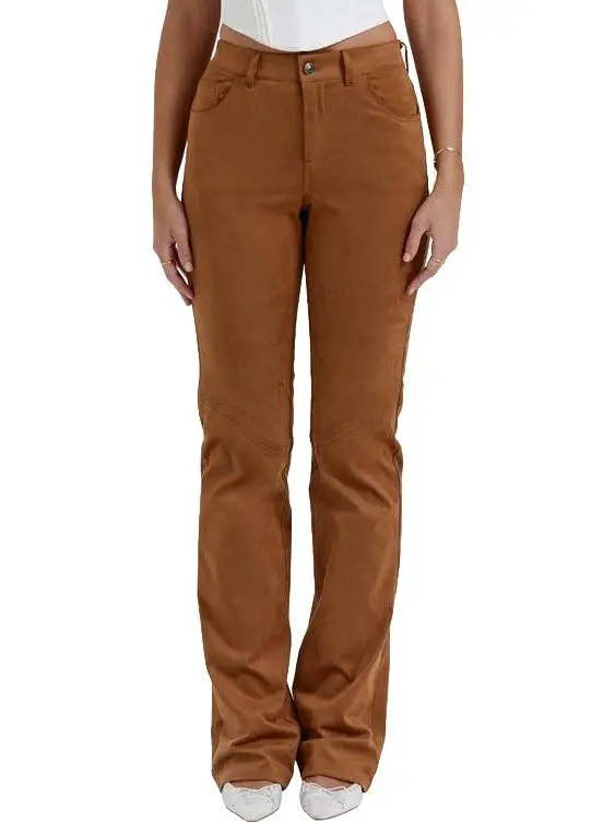 House Of Cb Apollo Faux Suede Five-pocket Pants - Tan