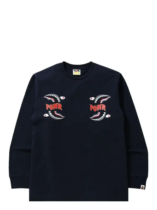 A BATHING APE Shark Ponr Long-sleeve Tee - Blue