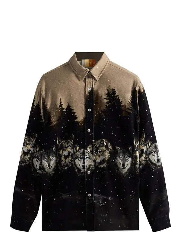 Kith Printed Wolves Cord Ludlow Shirt - Black