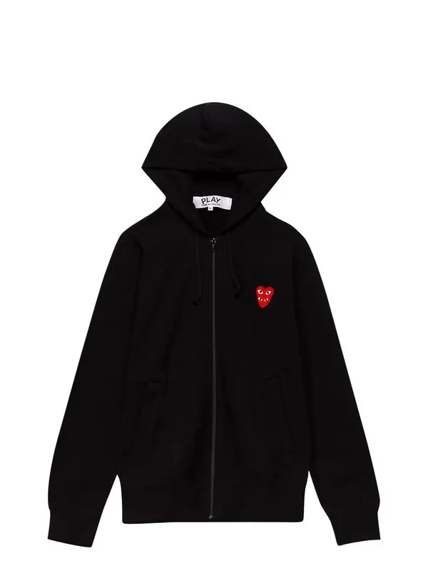 Play Comme Des Garcon Mini Logo Full Zip Hoodie - Black