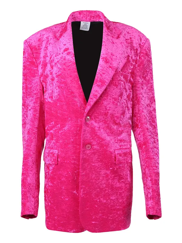 Vetements Boxy Velvet Tailored Jacket - Pink