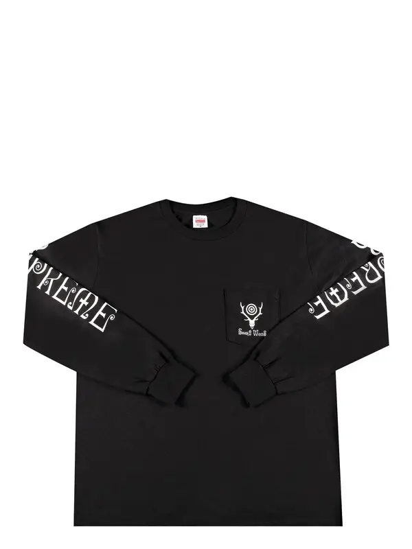 Supreme X South2 West8 Long-sleeve Pocket Tee - Black