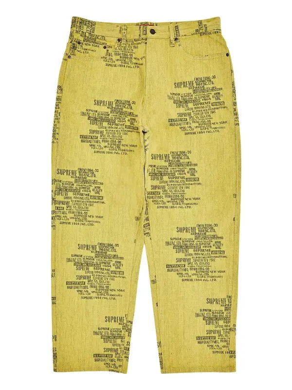 Supreme Trademark Jacquard Baggy Jean - Yellow