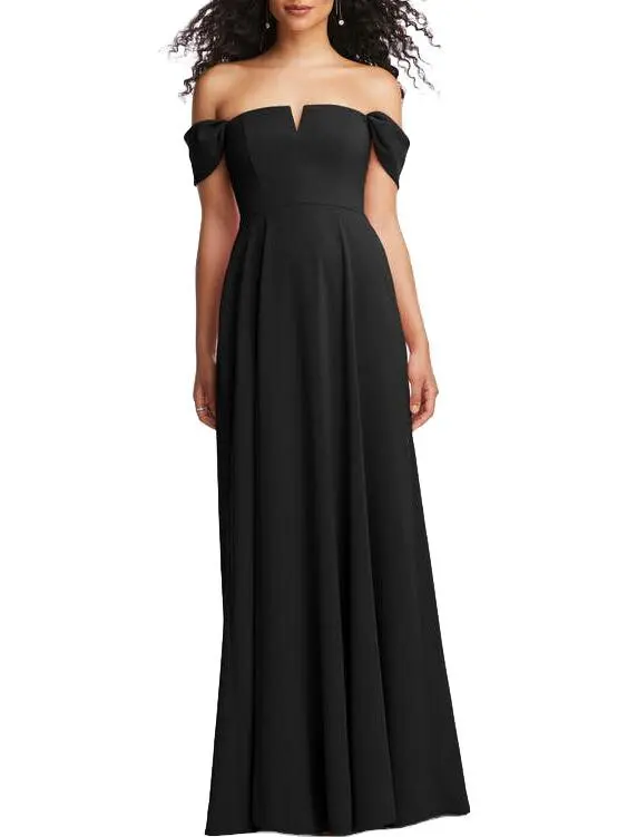 Dessy Collection Off-the-shoulder Crepe Gown - Black