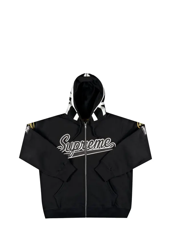 Supreme X Vanson Leathers Spider Web Zip Up Hooded Sweatshirt - Black