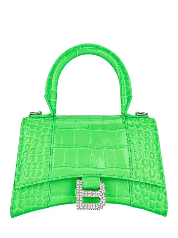 Balenciaga Xs Hourglass Top Handle Bag - Green