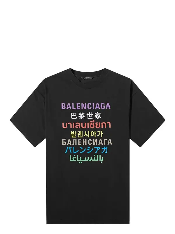 Balenciaga Languages Logo Tee /multicolor - Black