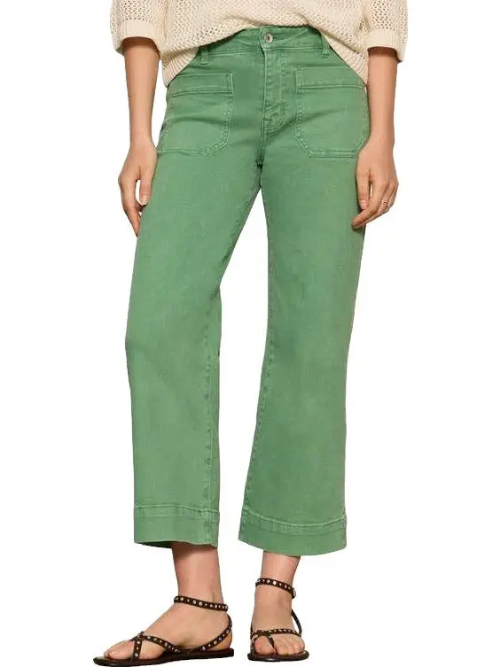 Sanctuary Marine Crop Denim Pants - Green Juice