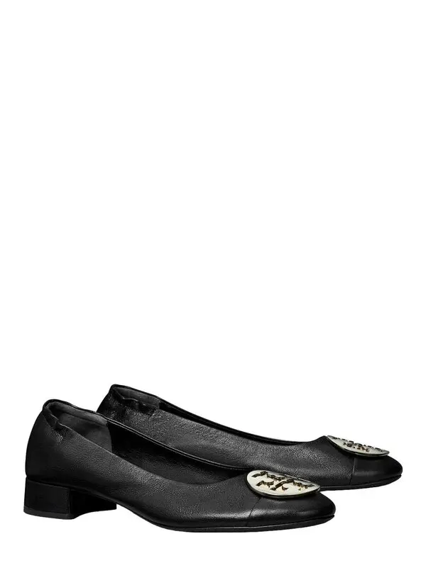Tory Burch Claire Cap-toe Ballet Flat - Perfect Black/gold/silver
