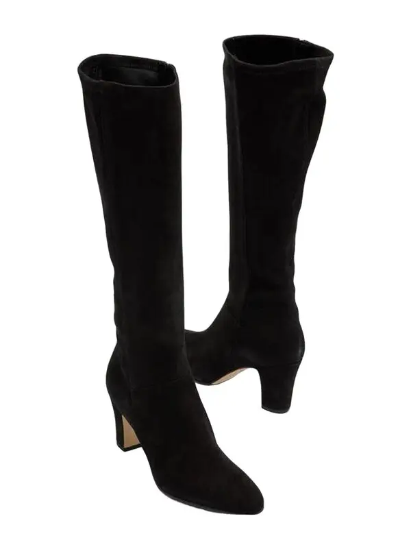 Manolo Blahnik Pitana Suede Knee Boots - Black