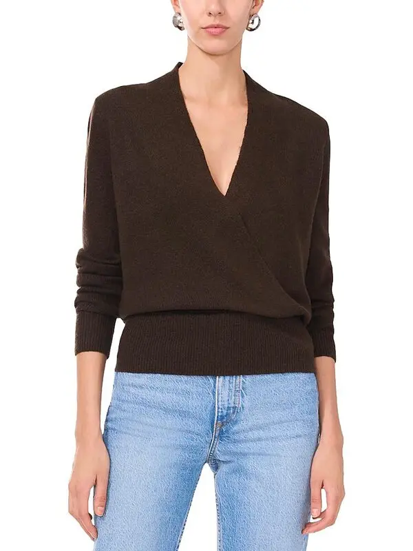1.State Cross Front Long Sleeve Sweater - Chocolate