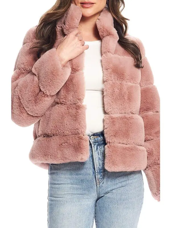 Fabulous Furs Posh Quilted Faux Fur Jacket - Rwood