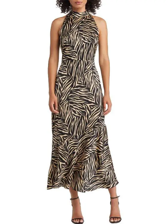 Sam Edelman Zebra Print Sleeveless Maxi Dress - Black
