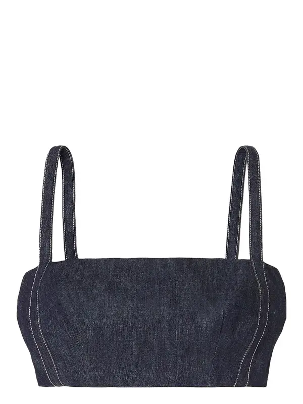 EMILIA WICKSTEAD Fabiola Cropped Denim Top - Dark Denim