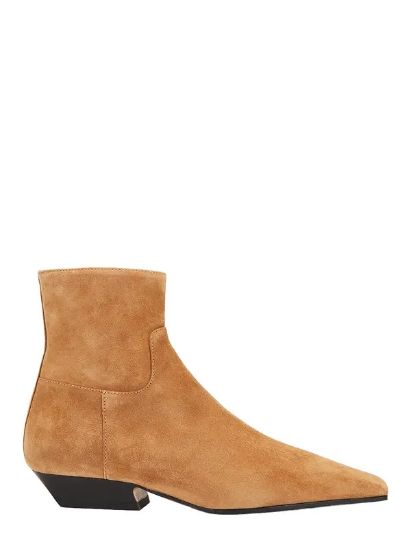 Khaite Marfa Classic Flat Ankle Boots - Camel