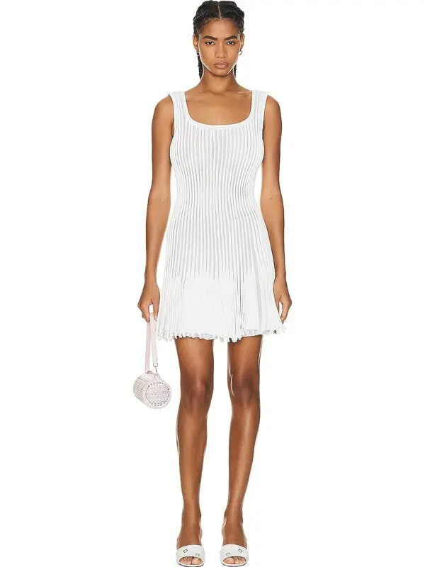 Alaïa Pleated Mini Dress - Blanc & Ivoire