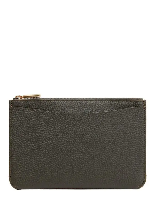 Cuyana Italian Leather System Zipper Pouch - Dark Green