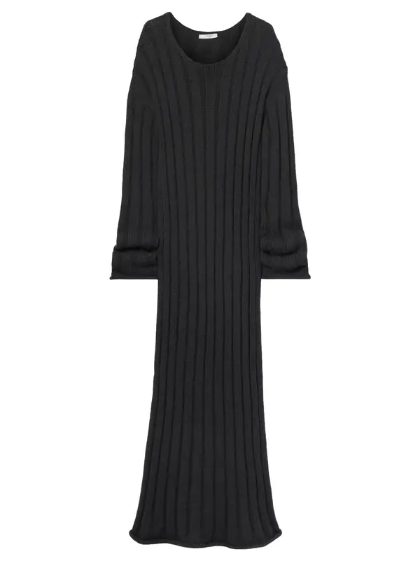 THE ROW Danielas Ribbed Wool-blend Maxi Dress - Gray