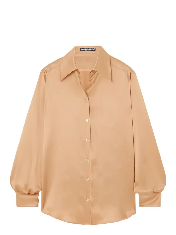 Dolce & Gabbana Silk-satin Shirt - Neutrals