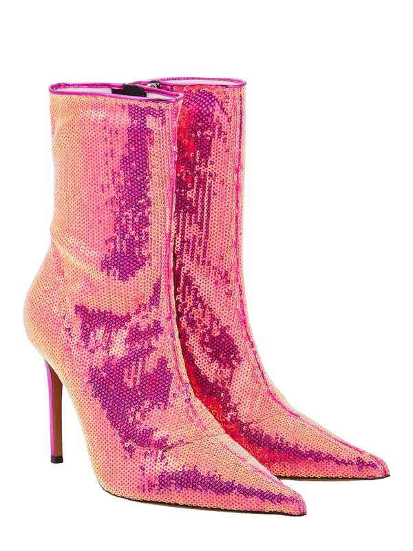 Alexandre Vauthier Sebert Sequined Ankle Boots - Pink