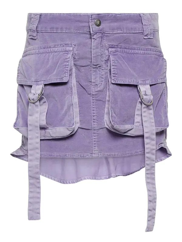 Blumarine Velvet Cargo Miniskirt - Purple