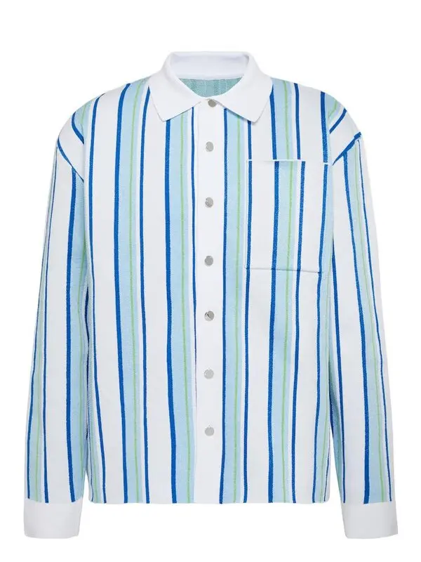 Jacquemus La Chemise Maille Polo Striped Shirt - White