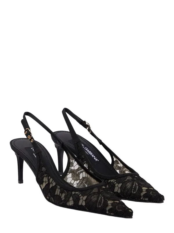 Dolce & Gabbana Lace Slingback Pumps - Black