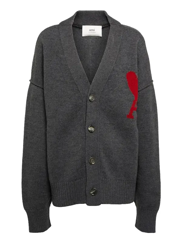 Ami De Cœur Virgin Wool Cardigan - Grey