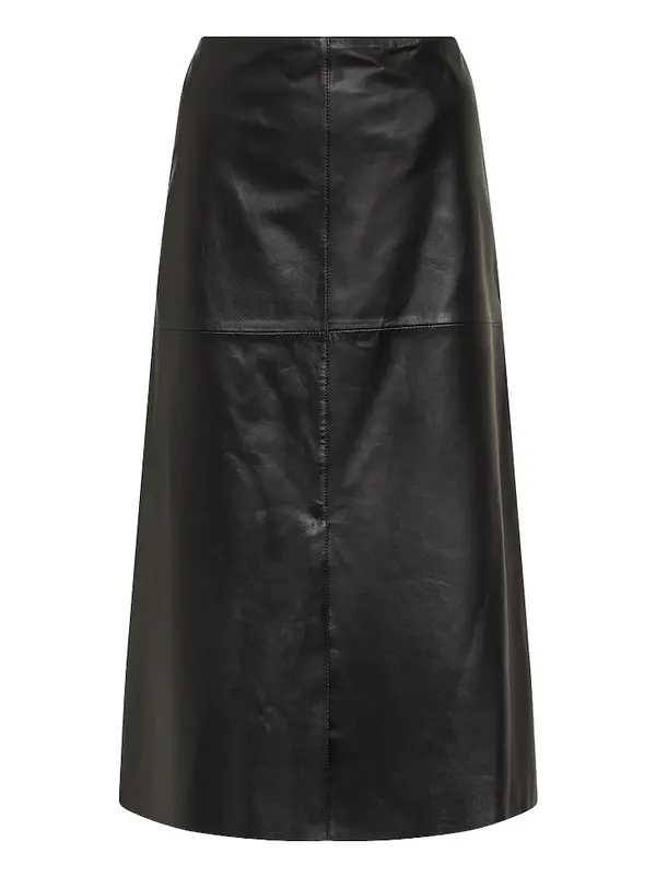 JOSEPH Sidena Leather Midi Skirt - Black