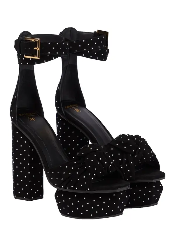 Balmain Ava Embellished Platform Sandals - Black