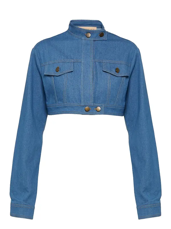 AYA MUSE Pilla Cropped Denim Jacket - Blue