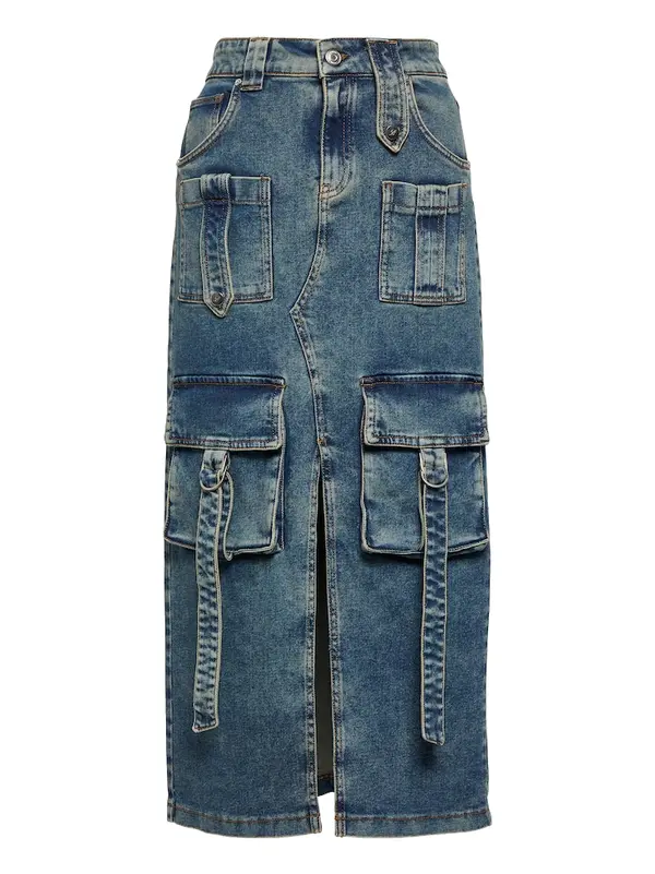 Blumarine Denim Midi Skirt - Blue
